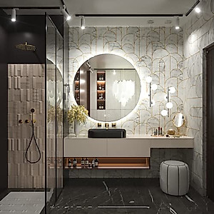 Keonjinn 36 Inch Backlit Mirror Bathroom LED Round Mirror 3000K/4500K/6000K Large Lighted Vanity Mirror Circle Mirror with Lights Dimmable Wall Mounted LED Bathroom Mirror Anti-Fog Makeup Mirror