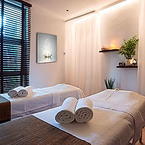 LZIMU Zen Canvas Wall Art White Lotus Flower Bloom in Water Picture Prints Wall Decor Framed Grey Painting for Yoga Spa Meditation Spiritual Room Decor (12x18in (30x45cm), Zen Artwork-3)