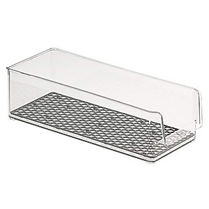 Spectrum Diversified Hexa in-Fridge Large Refrigerator Bin for Storage and Organization of Fruit Vegetables Produce and More, 15 x 6 x 4.25, Clear/Dark Gray