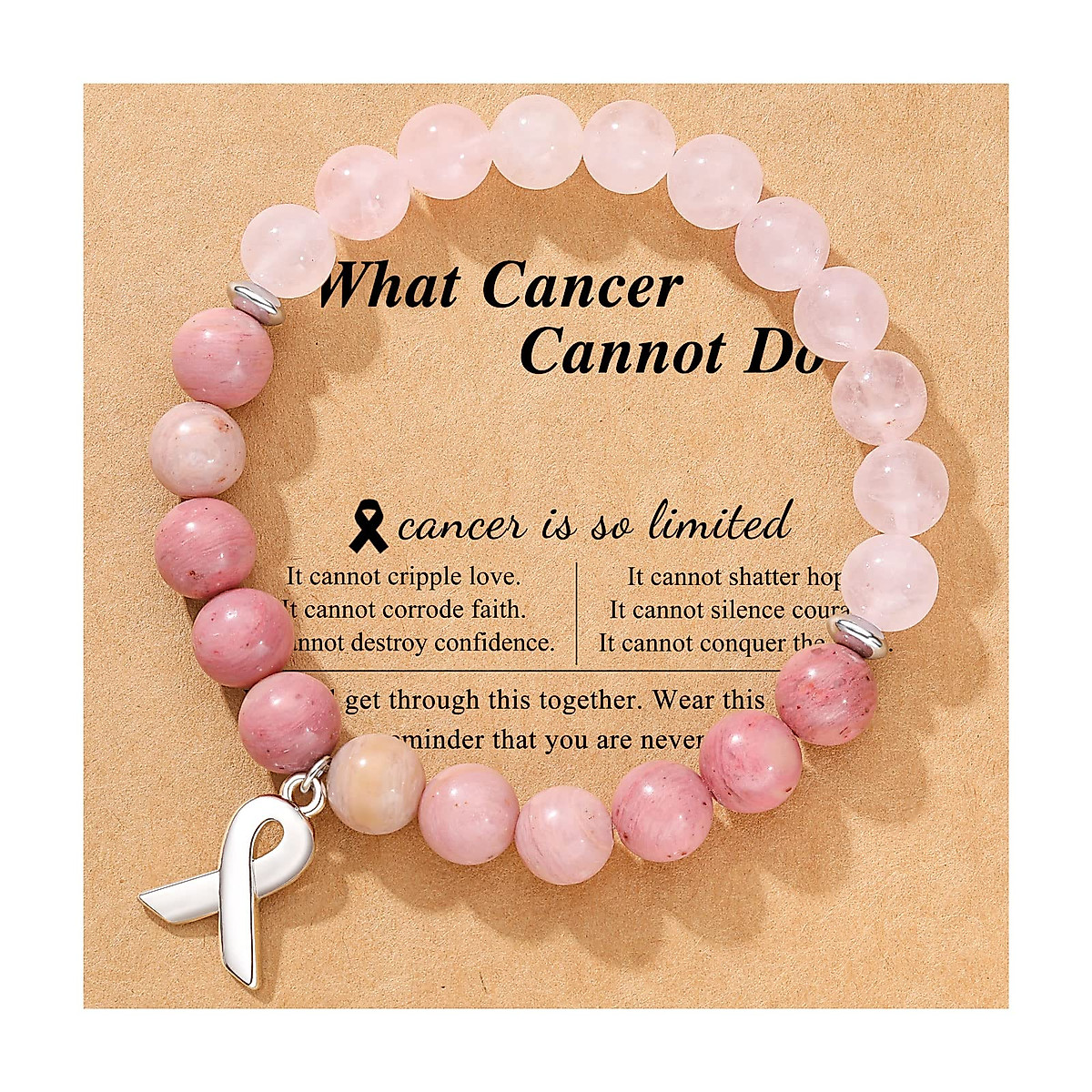 PINKDODO Cancer Gifts for Women, Breast Cancer Survivor Bracelets Gifts for Women, Inspirational Breast Cancer Awareness Bulk Gifts for Cancer Patients Female Her