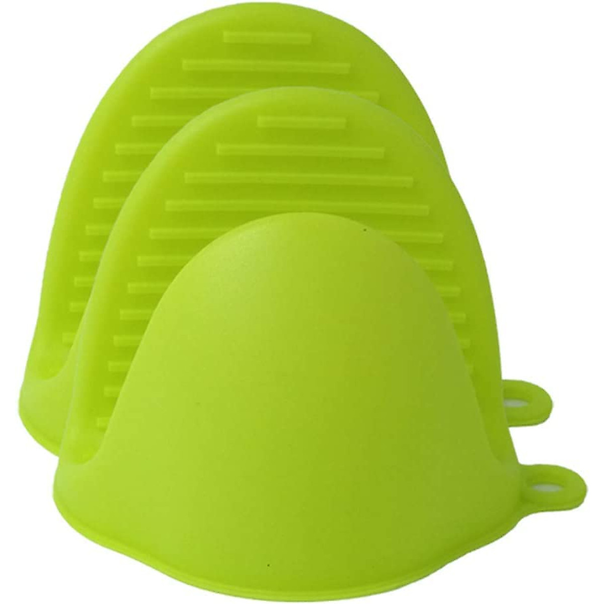 Innovation - Silicone Oven Mitts, 2 Pieces Heat and Slip Resistant Finger Protective Gloves for Kitchen Frying Cooking Baking BBQ (Green, 2)