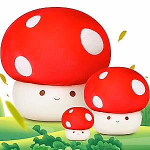 Shappy 3 Pcs Plush Mushroom Pillow Set 15.7" 9" 4.7" Cute Mushroom Stuffed Animal Mushroom Plushie Mushroom Plush Room Decor Gift for Christmas Birthday Bedroom Decor