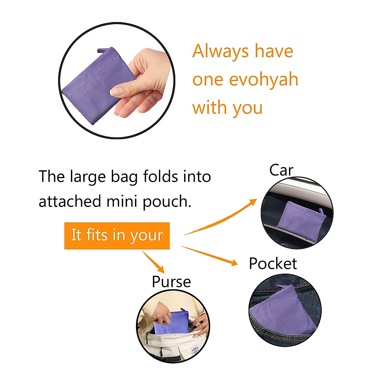evohyah 1Pack Large Reusable Grocery Tote - 50LBS Ripstop Geometric Fashion Recycling Bag - Folding Storage - Machine Washable Nylon Bag with Zipper - Purple