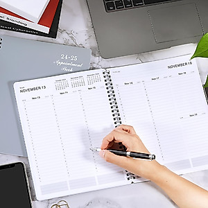 2024-2025 Weekly Appointment Book & Planner - July 2024 - June 2025, 2024-2025 Daily Hourly Planner, 8" x 10", Half Hour (30 Mins) Interval, Printed Tabs, Strong Binding, Round Corner, Thick Paper