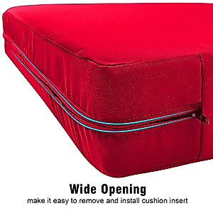 GUEGLSA Replacement Outdoor Cushion Covers 24x22x4 inch, Waterproof Patio Seat Cushion Slipcovers, Chair Cushion Slip Cover, Set of 2, Red