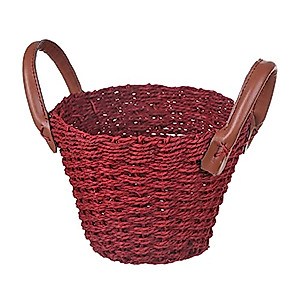 Cabilock 1pc Woven Baskets Mini Vase Mini Pots Woven Flower Baskets Knitting Basket Handmade Flower Basket Wicker Pen Holder Flowerpot Green Plants Artificial Flower Red Decorative Planters