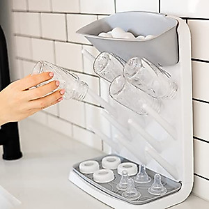 Ubbi Vertical Baby Bottle Drying Rack, Countertop Drying Rack Baby Accessory, Gray