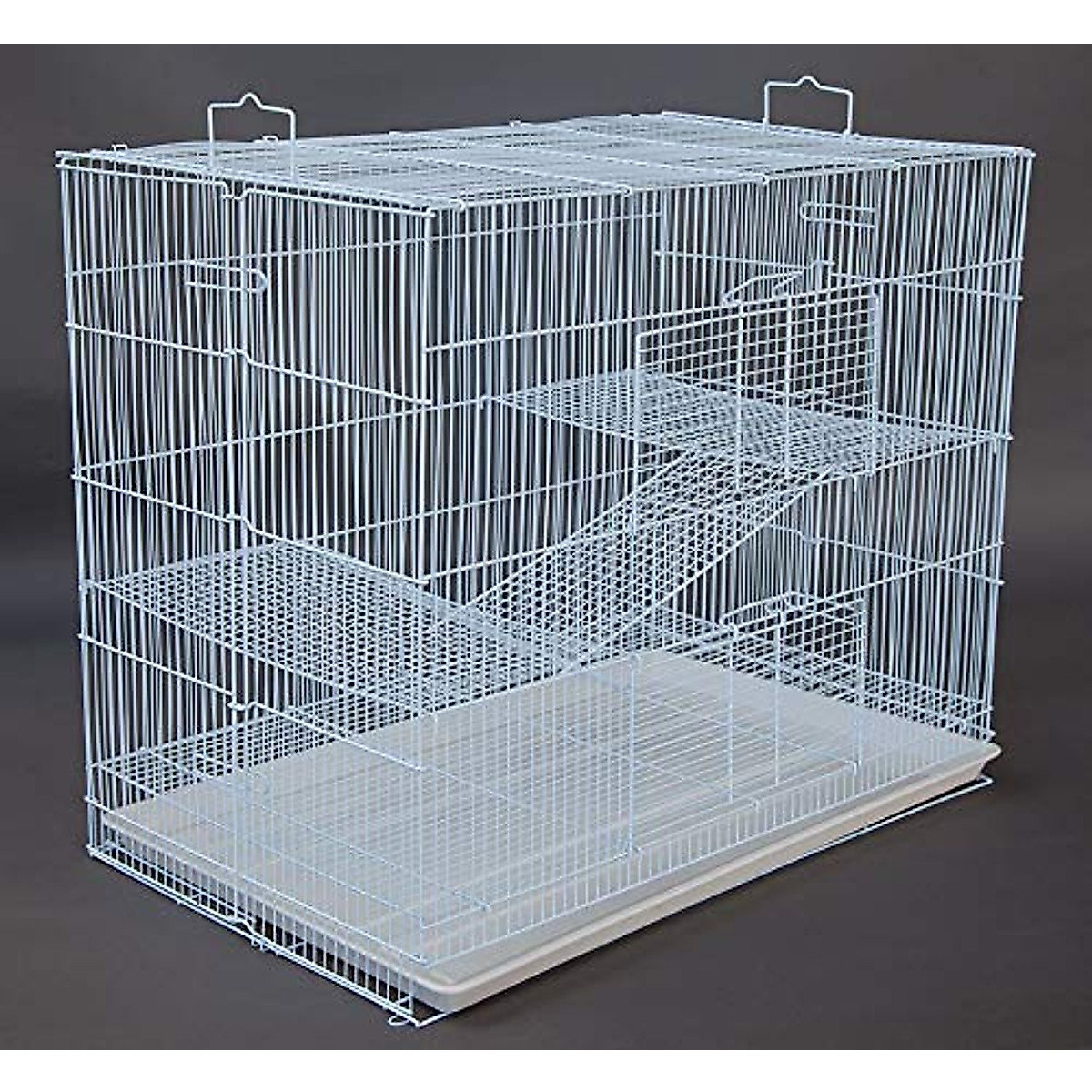 New Large 3 Levels Ferret Chinchilla Sugar Glider Rats Animal Cage, Narrow 3/8-Inch Bar Spacing (30" L x 18" W x 24" H White)