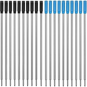 Unibene Cross Compatible Ballpoint Pen Refills 20 Pack, 1.0mm Medium Point-10 Black & 10 Blue, Smooth Writing Replaceable German Ink Refill