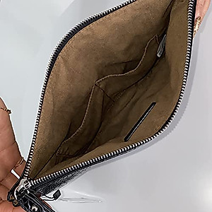 TERACOTA Wristlet Black Clutch Crocodile Grain PU Leather Purses for Women Evening Bag