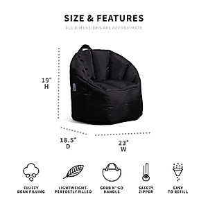 Big Joe Milano Kid's Smartmax Black Beanbag Chair