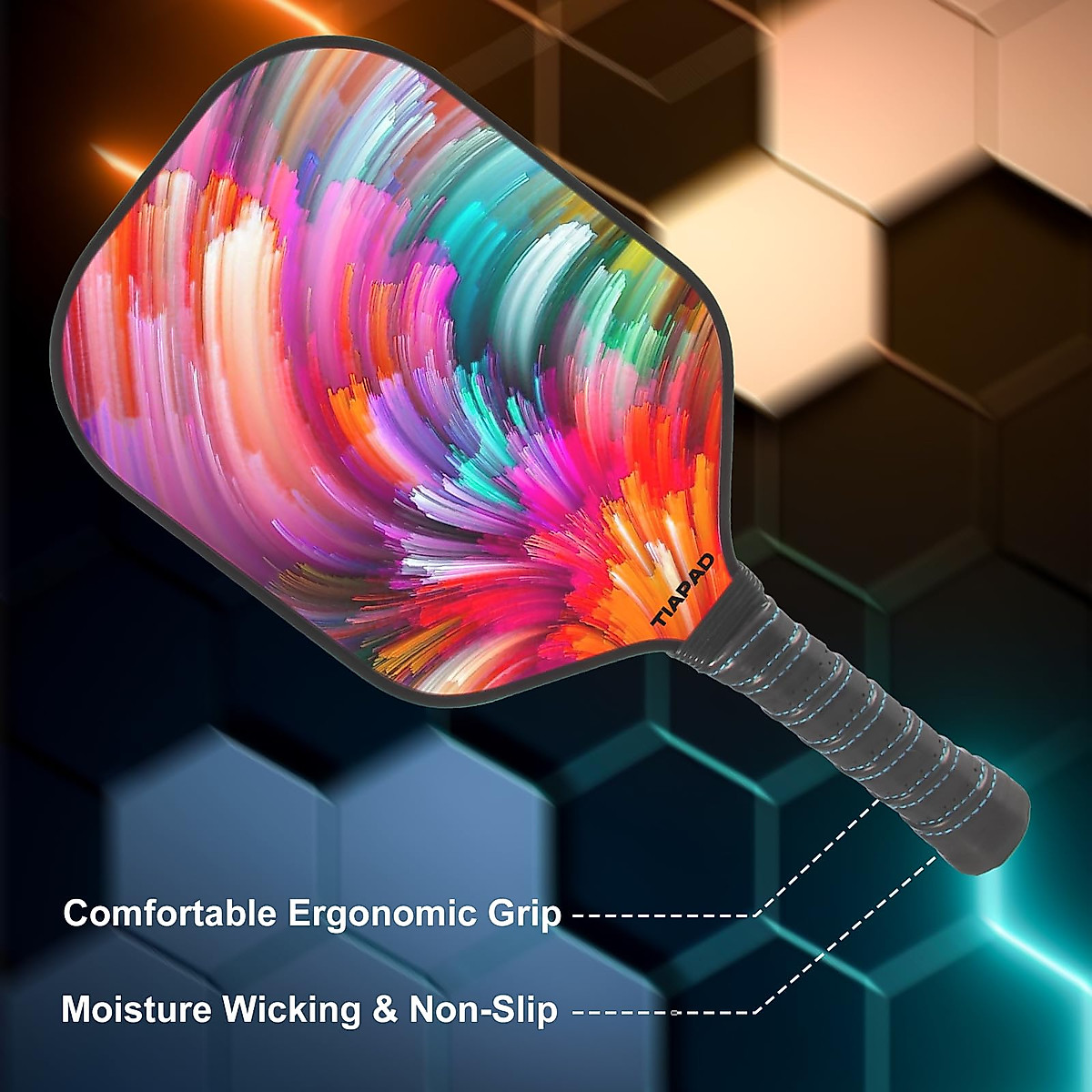 TIAPAD Pickleball Paddles Set of 2/4, USAPA Approved Pickleball Rackets Set, Grip Tapes, Pickle Balls Portable Pickleball Bag Fiberglass Lightweight Pickle Ball Paddle (Light Color - 4balls)