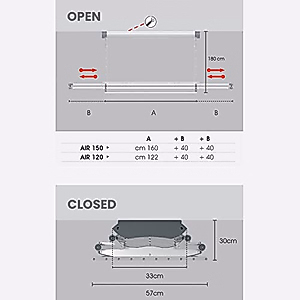 foxydry Air, Wall and Ceiling Clothesline, Electrical Drying Rack, with Remote Control in Aluminium and Steel (Ceiling Mounted, 120)