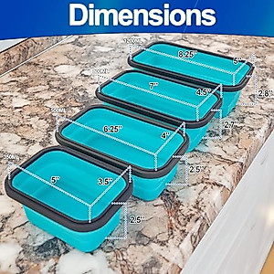 Collapsible Stackable Food Storage Containers 4pc- Silicone, Portable, Leak Proof, Airtight Lunch Boxes with Durable and Space-Saving Design for Meal Prep, Freezer, Pantry, and Bento Use (green, 8)