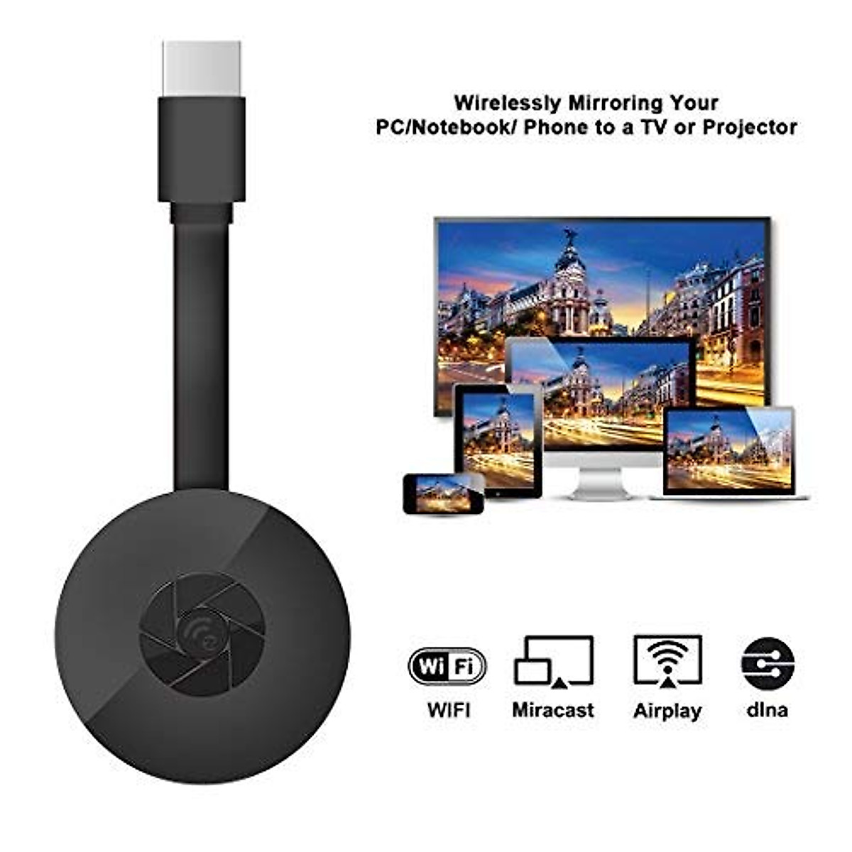 SmartSee Wireless HDMI Display Adapter 1080P WiFi Screen Mirroring Streaming Casting Dongle for iPhone iPad Android Smartphones Tablets Windows to HDTV/Monitor/Projector