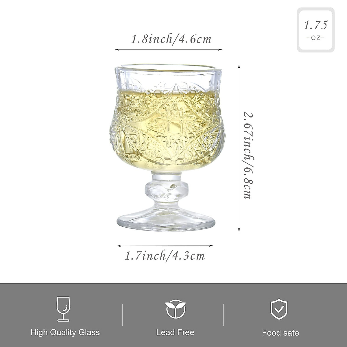 Soopiiso Cordial Glasses,1.7oz/50ml,Shot Glasses Set of 8,shot glasses with stem/tequila shot glasses/Sherry glasses