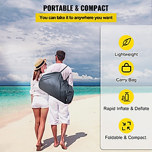 VEVOR Inflatable Dock Floating Platform, 8 x 8 ft, 3-5 Person Capacity, 6 inches Thick, Swim Dock with Hand Pump, Electric Air Pump & Storage Bag, Drop Stitch PVC Non-Slip Raft for Pool Beach Ocean