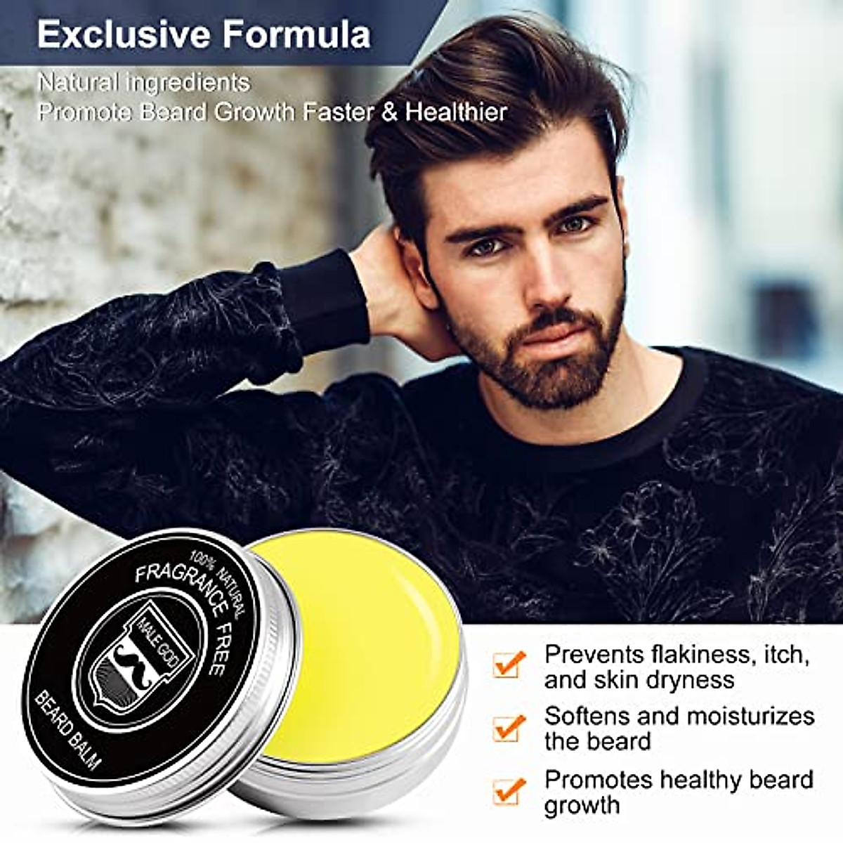 Beard Growth Kit - Derma Roller for Beard Growth, Beard Growth Oil(2 Pack), Beard Roller, Beard Balm, Beard Comb, Beard Growth Products for Patchy Beard - Christmas Gifts for Men Husband Boyfriend Dad