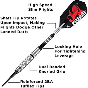 Viper by GLD Products unisex adult (18 Grams) Viper Pitbull 90 Tungsten Soft Tip Darts with Storage Travel Case Medium Knurling 18 Grams, Black, Wide Crosscut US