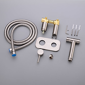 TRUSTMI Toilet Concealed Hot and Cold Bidet Spray Set,Brushed Nickel