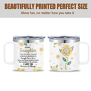 WWHSAI Daughter Tumbler Gifts from Mom, to My Daughter Insulated Stainless Steel Coffee Cup Travel Tumbler Mug 14oz, Christmas Graduation Mothers Day Birthday Gifts for Daughters Adult from Mom