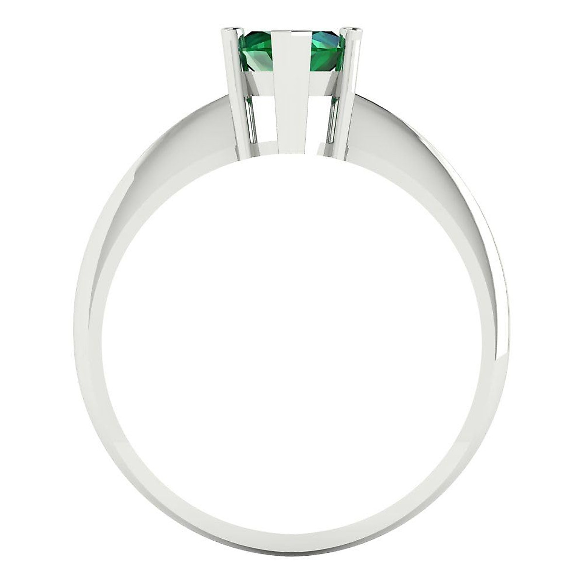 Clara Pucci 1.50 ct Marquise Cut Solitaire Simulated Emerald Engagement Wedding Bridal Promise Anniversary Ring 18K White Gold Size 7.25
