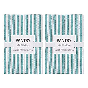 KAF Home Mixed Flat & Terry Kitchen Towels | Set of 6 18 x 28 Inches | 4 Flat Weave Towels for Cooking and Drying Dishes and 2 Terry Towels, for House Cleaning and Tackling Messes and Spills (Teal)