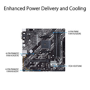 ASUS Prime B550M-K AMD AM4 Zen 3 Ryzen 5000 & 3rd Gen Ryzen Micro-ATX Motherboard (PCIe 4.0, ECC Memory, 1Gb LAN, Dual M.2, USB 3.2 Gen 2 Type-A,HDMI 2.1 4K@60Hz, DVI, D-Sub) Silver