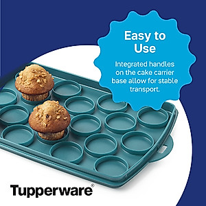 Tupperware Brand Rectangular Cake Taker - Dishwasher Safe & BPA Free - Reversible Cake Container Tray with Cover - Holds Up to 18 Cupcakes or 9 x 13 Cake