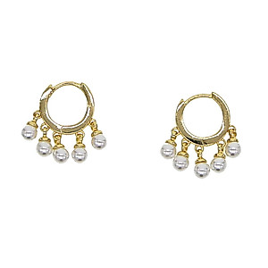 ATJMLADYJEWELRY 5 Pcs Fresh Sea Pearl Beads Elegance Fashion Women Water Pearl Charm Hoop Earring (Gold)