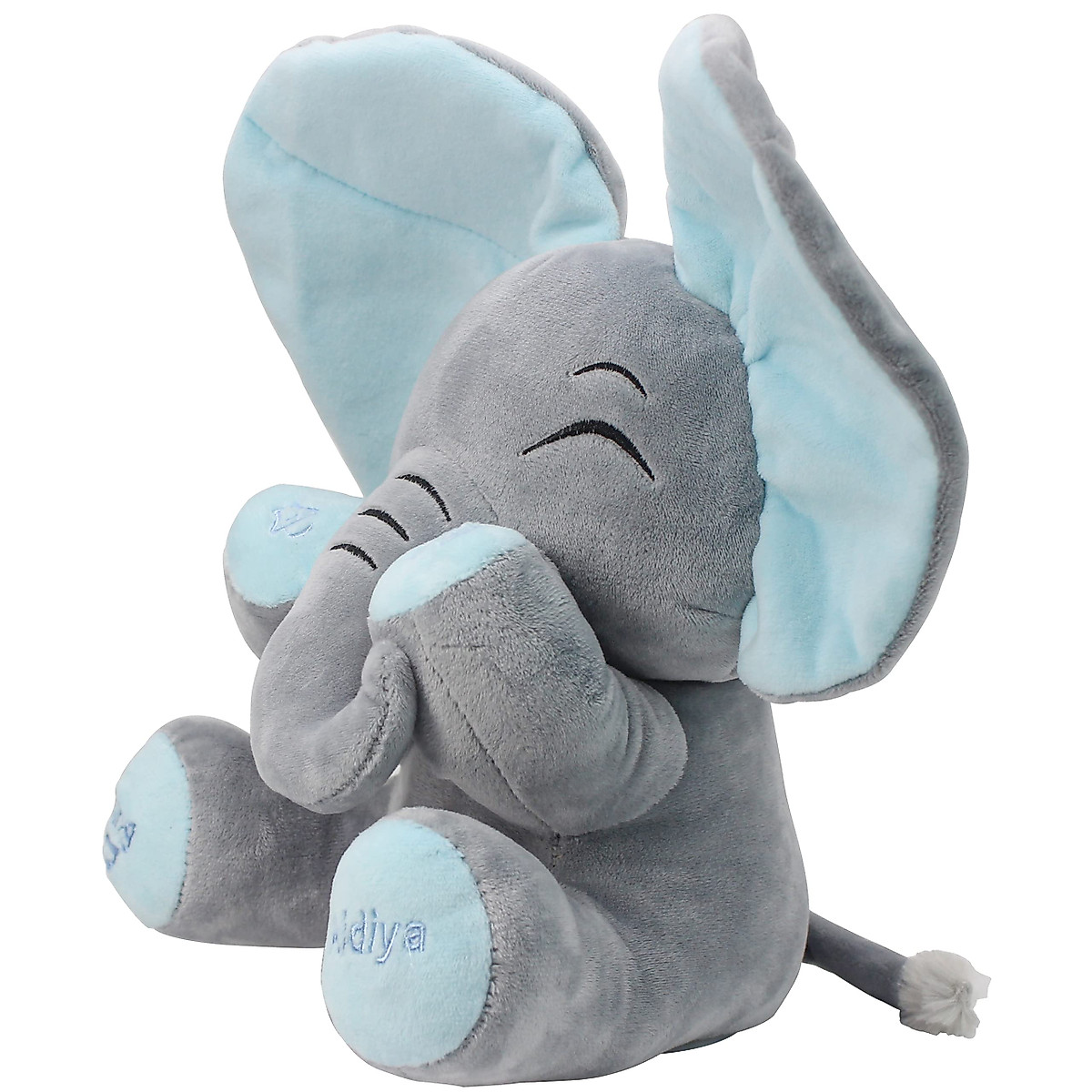 Aidiya Elephant Stuffed Animals Baby Gifts Peluches Ear Interactive Elephant Talking Singing Plush Toys for Girls Boys Gift Adjustable Volume 11.8" Set (Blue)