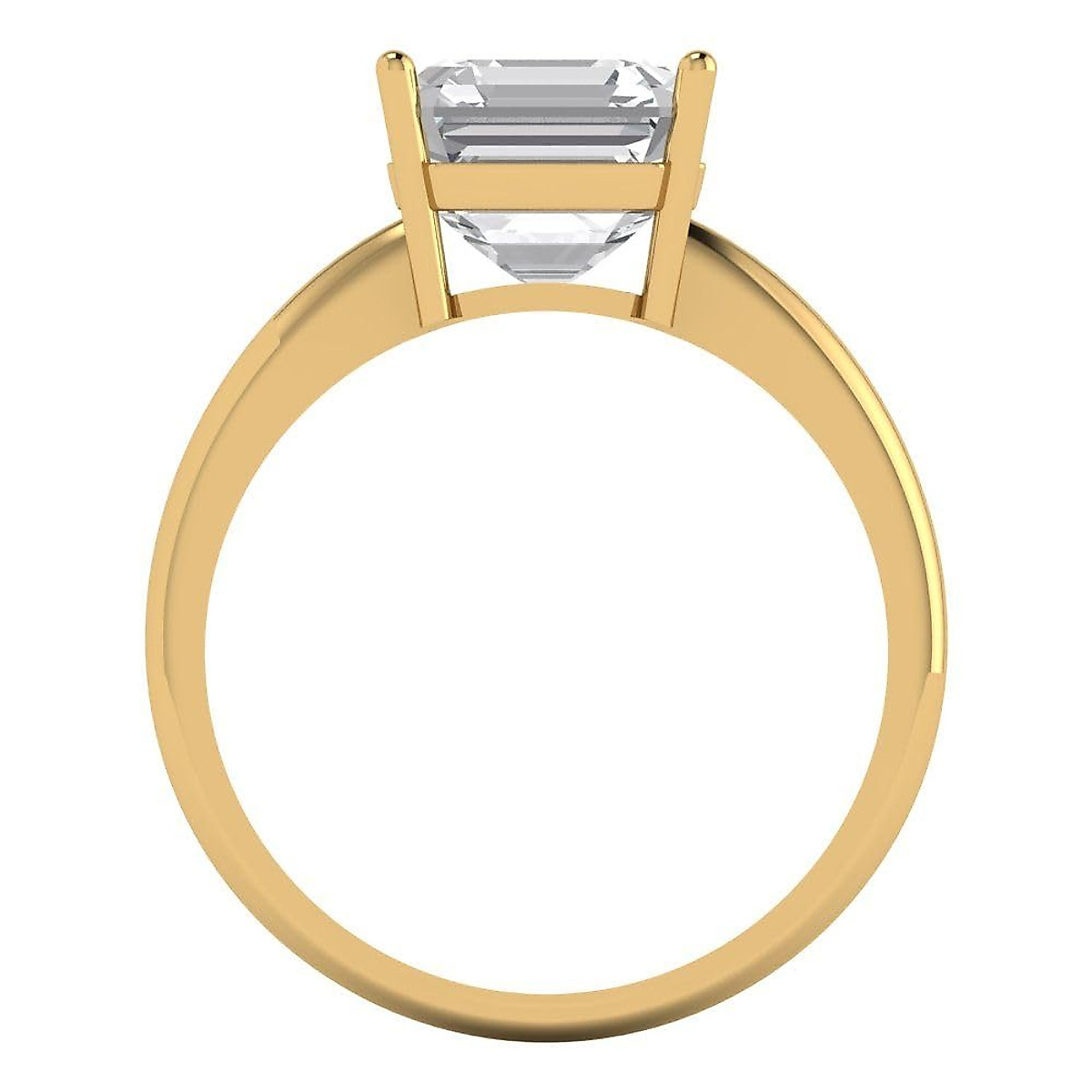 Clara Pucci 2.5 ct Asscher Cut Solitaire Moissanite Engagement Wedding Bridal Promise Anniversary Ring 18K Yellow Gold Size 3.5