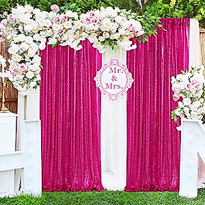 Fuchsia Sequin Backdrop Curtain Panels Stage 2 Pieces 2FTx8FT Wedding Party Background Drapes
