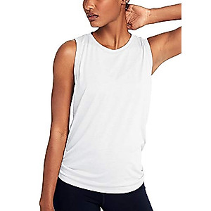 Bestisun Womens Exercise Tops Yoga Shirts Workout Tanks Athletic Shirts Breathable Gym Tops Yoga Tops White M
