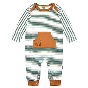 Gerber Baby Boys' 2-Pack Long Sleeve Jumpsuit, Green Fox, Newborn