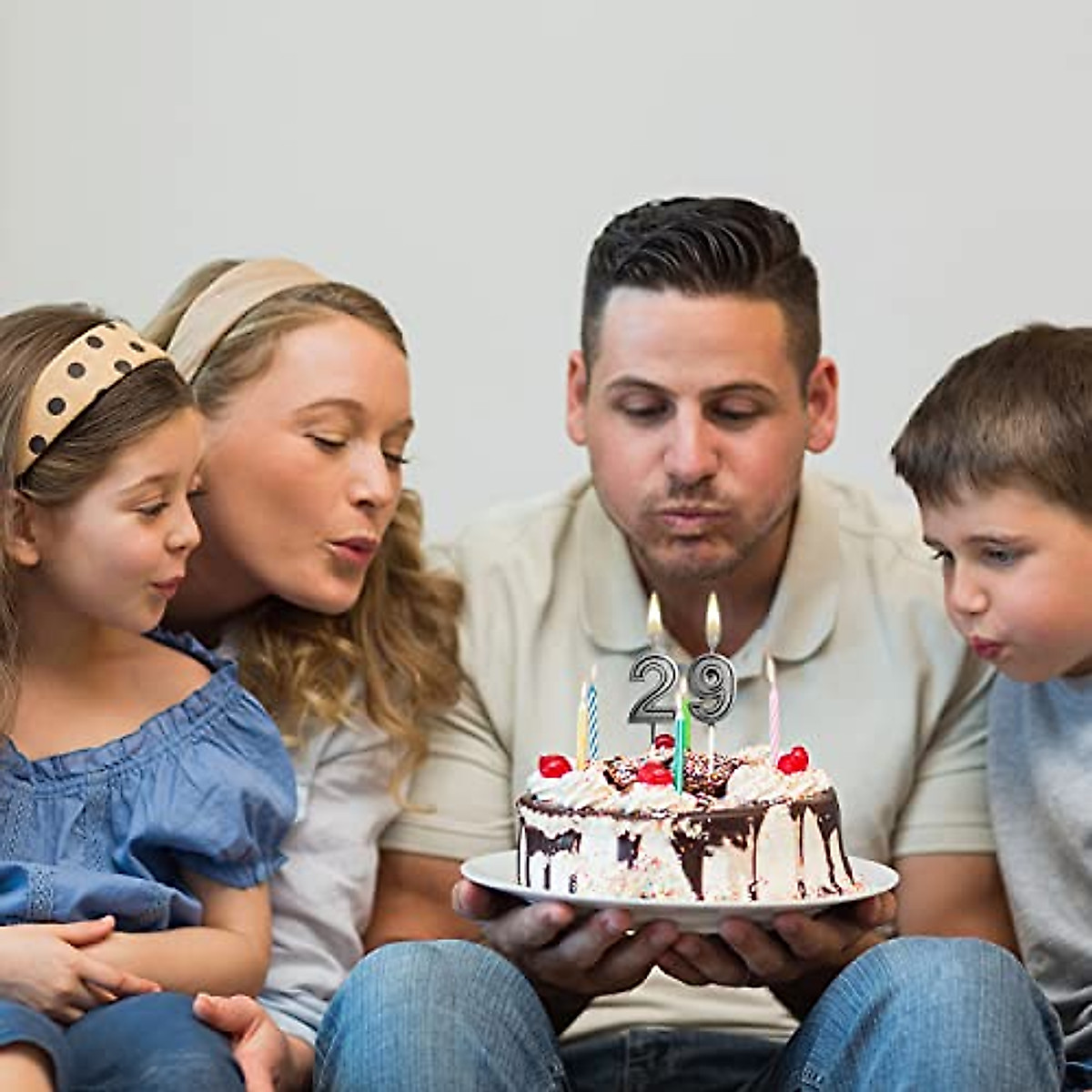 29th & 92nd Birthday Candles Number 29 92 Cake Topper Happy Birthday Decoration for Women Men Girls Boys Party Wedding Anniversary Celebration (Black)