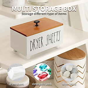 Eniffbaa Dryer Sheet Box with Lid, Dryer Sheet Holder Dispenser Container Laundry Room Decor Box for Laundry Room Organization Storage Dryer Sheets, Fabric Sheet, Dryer Balls Good Gift
