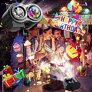 Xhaus Christmas Projector Lights, 2-in-1 Ocean Wave LED Waterproof Light Outdoor Indoor Light for Thanksgiving Halloween Theme Holiday Party Landscape Decorations (16 Slides 10 Colors)