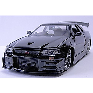 Jada 1:24 BIGTIME KUSTOMS NISSAN SKYLINE GT-R (BNR34) Jeidatoizu 1:24 scale Big Time Customs "Nissan Skyline GT-R (BNR34)" Nissan Black