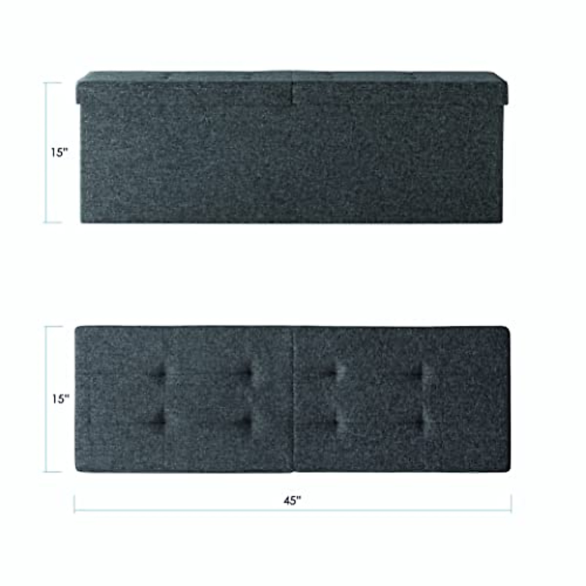 Otto & Ben 45" Storage Ottoman with SMART LIFT Top, Upholstered Tufted Bench, Foot Rest, Dark Grey