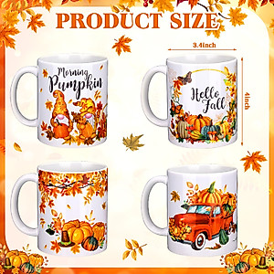 Patelai Pumpkin Coffee Mug Fall Coffee Mug Hello Pumpkin Mugs Hello Fall Mug Autumn Coffee Cups Thanksgiving Gnomes Themed Mug for Women Thanksgiving Gift