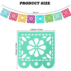 Qpout 2 Mexican Fiesta Party Decorations Banners, Felt Cinco de Mayo Decorations Banner, Day of the Dead Decor Papel Picado Banner, Dia De Los Muertos Garlands, Fiesta Birthday Baby Shower Flags