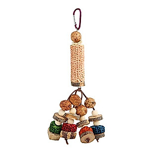 GLOGLOW Parrot Chewing Toy, Corn Cob Nuts Wooden Blocks Bite Toy for Small Medium Parrots Parakeets Conures Cockatiel Lovebirds