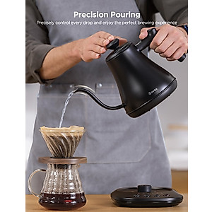 Govee Smart Electric Kettle, WiFi Variable Temperature Control Gooseneck Kettle, Pour Over Kettle and Tea Kettle, Alexa Control, 1200W Quick Heating, 100% Stainless Steel, 0.8L, Matte Black