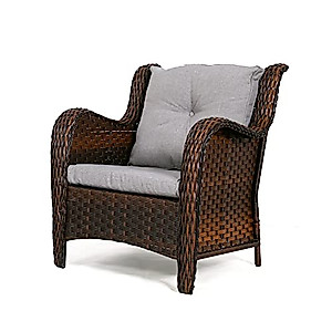 HAPLIFE Products 3 Piece Outdoor Wicker Bistro Set Space Saving Patio Furniture for Yard Side Storage Table, Brown