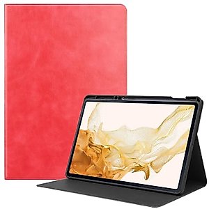 Case for Samsung Galaxy Tab S7 FE 12.4-Inch 2021 Release Model (SM-T730/733/736/738) Smart Slim Tri-Fold Tablet TPU Leather Cover With Auto Wake/Sleep for Samsung Galaxy Tab S7 FE Cover (Red)
