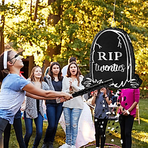 Quera Rip Twenties Pinata Funny 14 x 14.4 x 3 Inch Funeral Pinata with Stick Blindfold and Confetti Paper Fits Candy Favors for Adult 30th Birthday Anniversary Party Supplies Decoration Prop