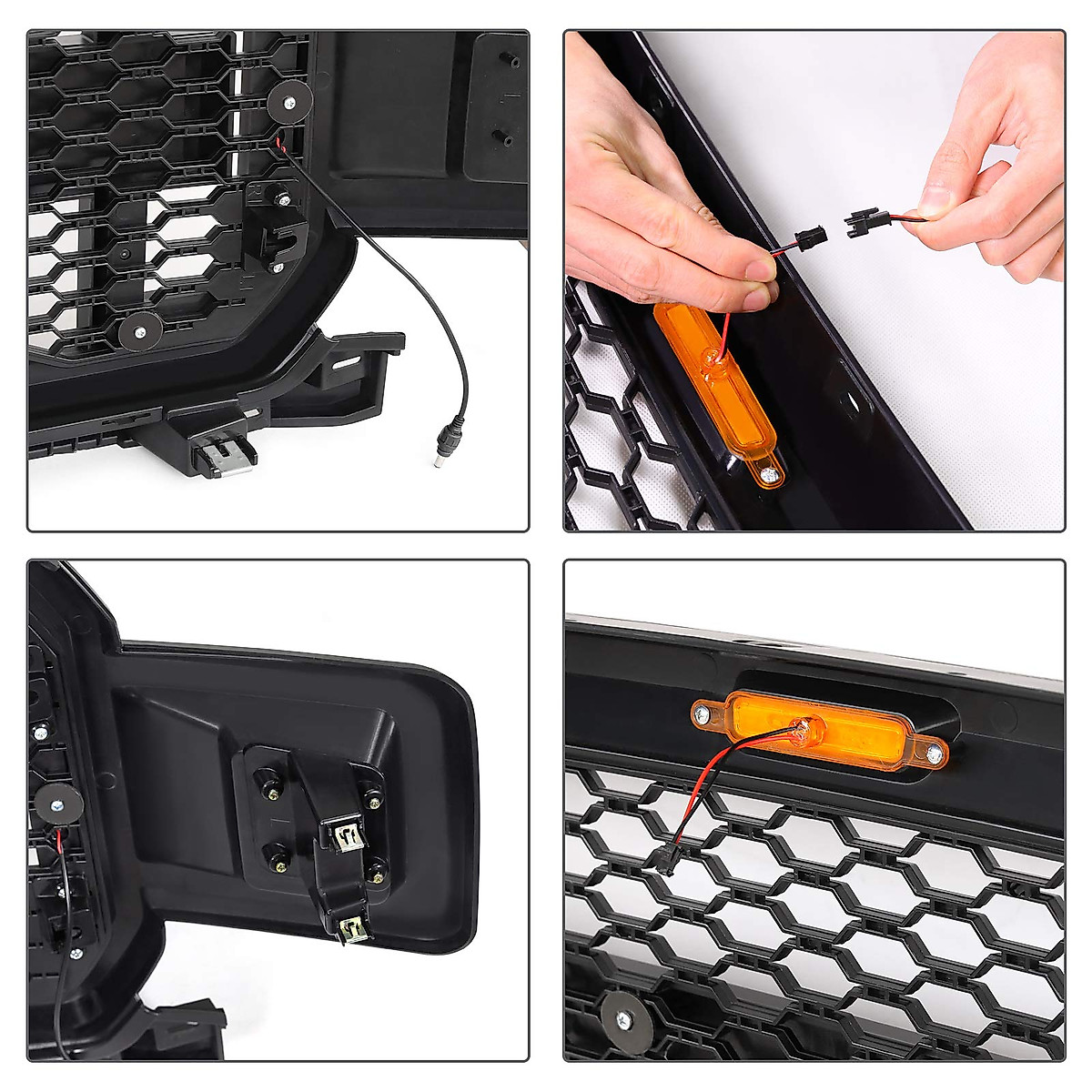 Modifying Raptor Style Grille Mesh Grill, Compatible with Ford F150 F-150 2018 2019 2020, With DRL & Turn Signal Lights - Matte Black