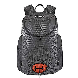POINT3 Basketball Backpack Road Trip 2.0, Bag with Drawstring for Soccer, Volleyball & More, Compartments for Shoes, Water, & Clothes, Water Resistant Equipment Bag, Unisex Sports Backpack - Grey