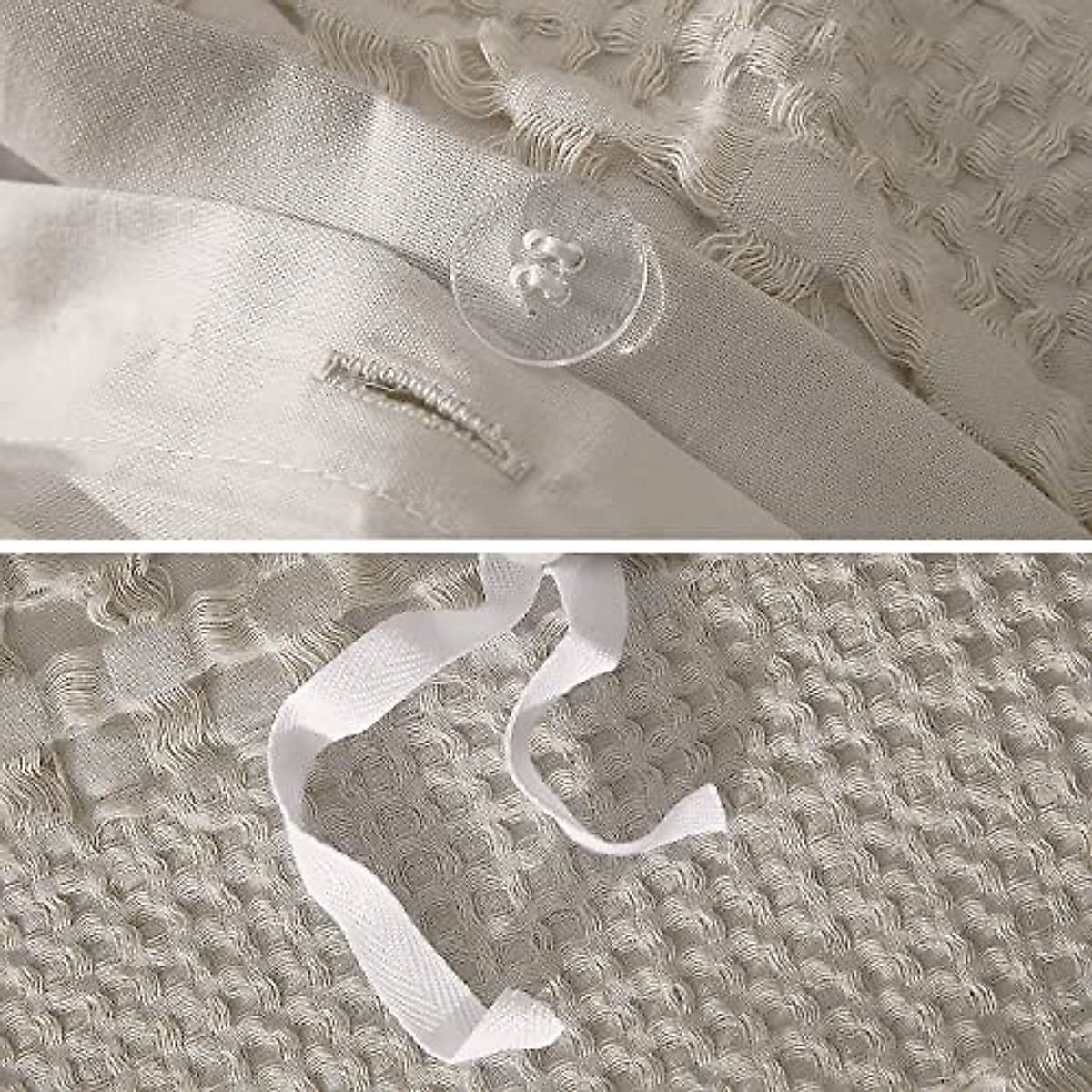 Ivellow Waffle Weave Duvet Cover Set 100% Cotton Duvet Cover Queen Textured khaki Duvet Cover Cozy Soft Breathable Queen Duvet Cover Skin-Friendly Luxury Comforter Cover Bedding Set All Season 90"x90"